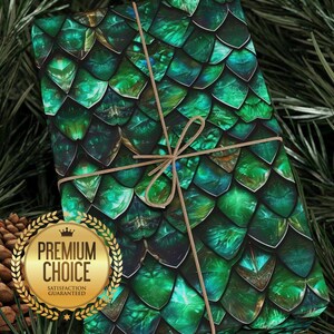 Emerald Green Dragon Scale Gift Wrapping Paper for Christmas, Birthdays ...