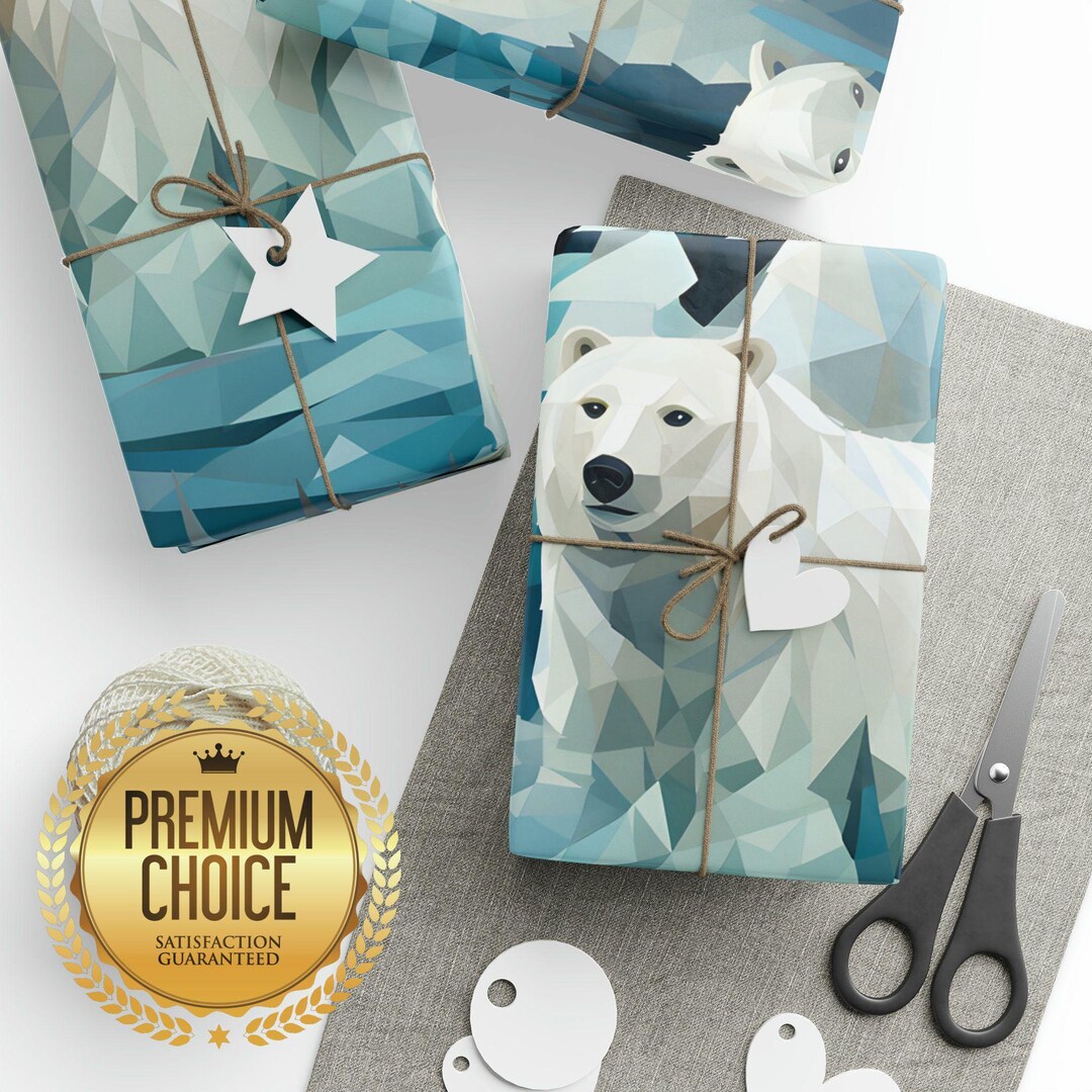 Paper Polar Bears Wrapping Paper Rolls, Polar Bears Gift Wrap, Winter ...
