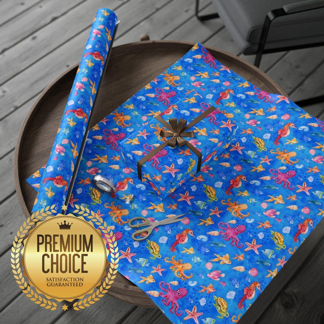 Under the Sea Wrapping Paper, Sea Creature Party Gift Wrap, Aquarium ...