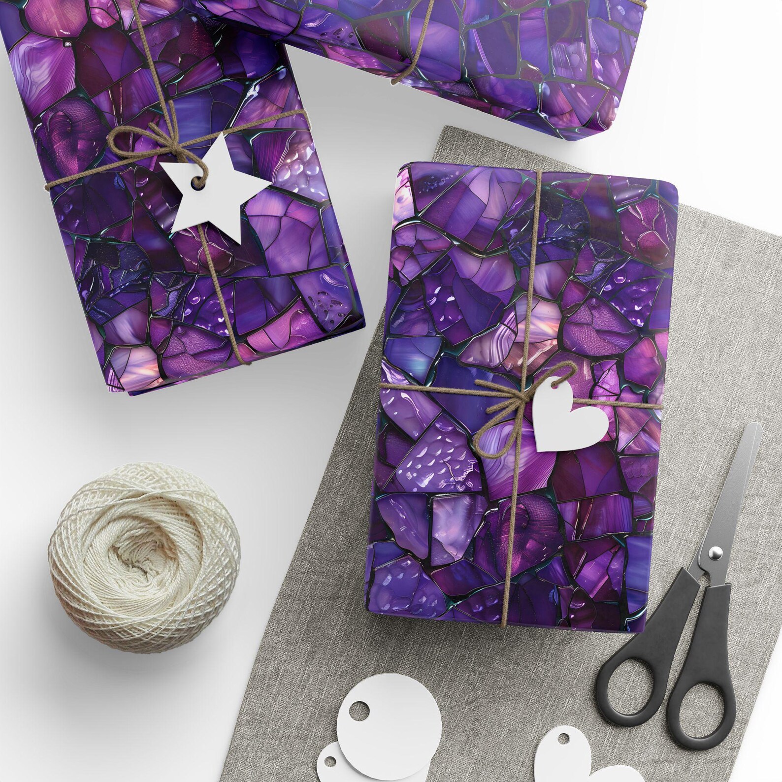 Gorgeous Purple Glass Wrapping Paper, Luxury Elegant Lavender Stained ...