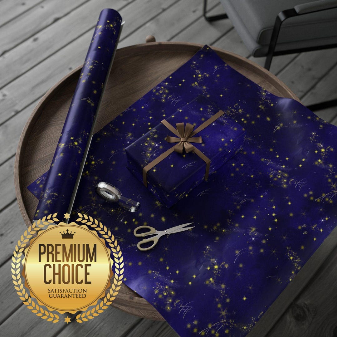 Stars in Blue Sky Wrapping Paper: Space Gift Wrap - Etsy
