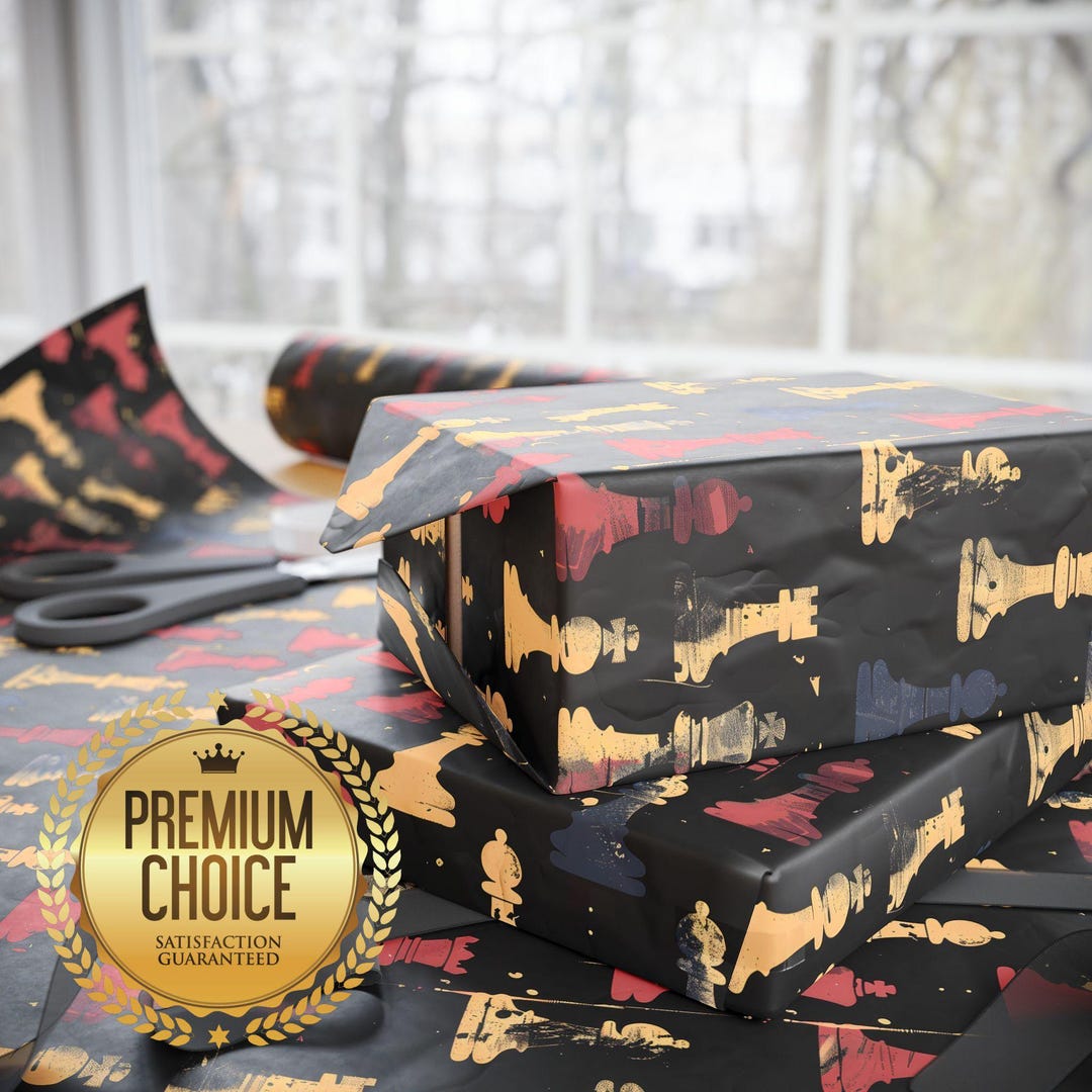 Chess Wrapping Paper, Chess Board Gift Wrap, Logic Wrapping Paper ...