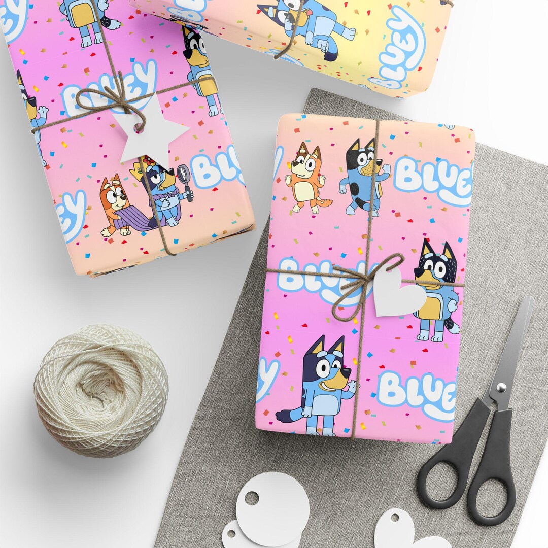 Bluey Birthday Wrapping Paper: Pastel Rainbow Kids Party Gift Wrap - Etsy