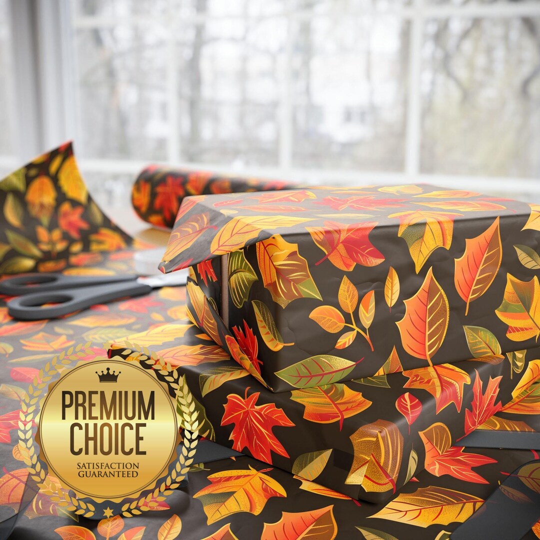 Autumn Leaves Wrapping Paper, Cozy Fall Gift Wrap, Logic Wrapping Paper ...