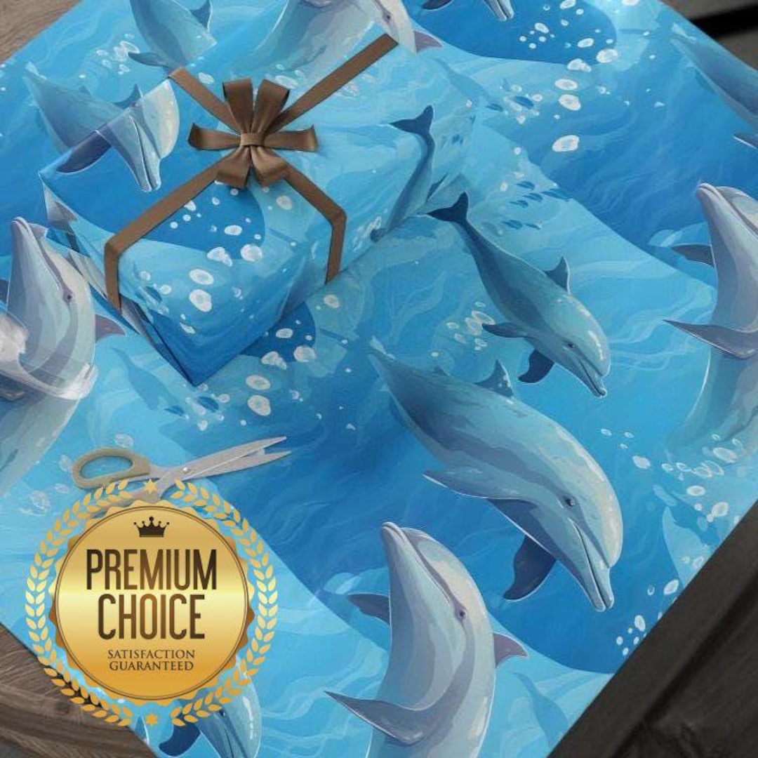 Dolphin Wrapping Paper for Birthdays or Christmas, Dolphin Sea Creature ...