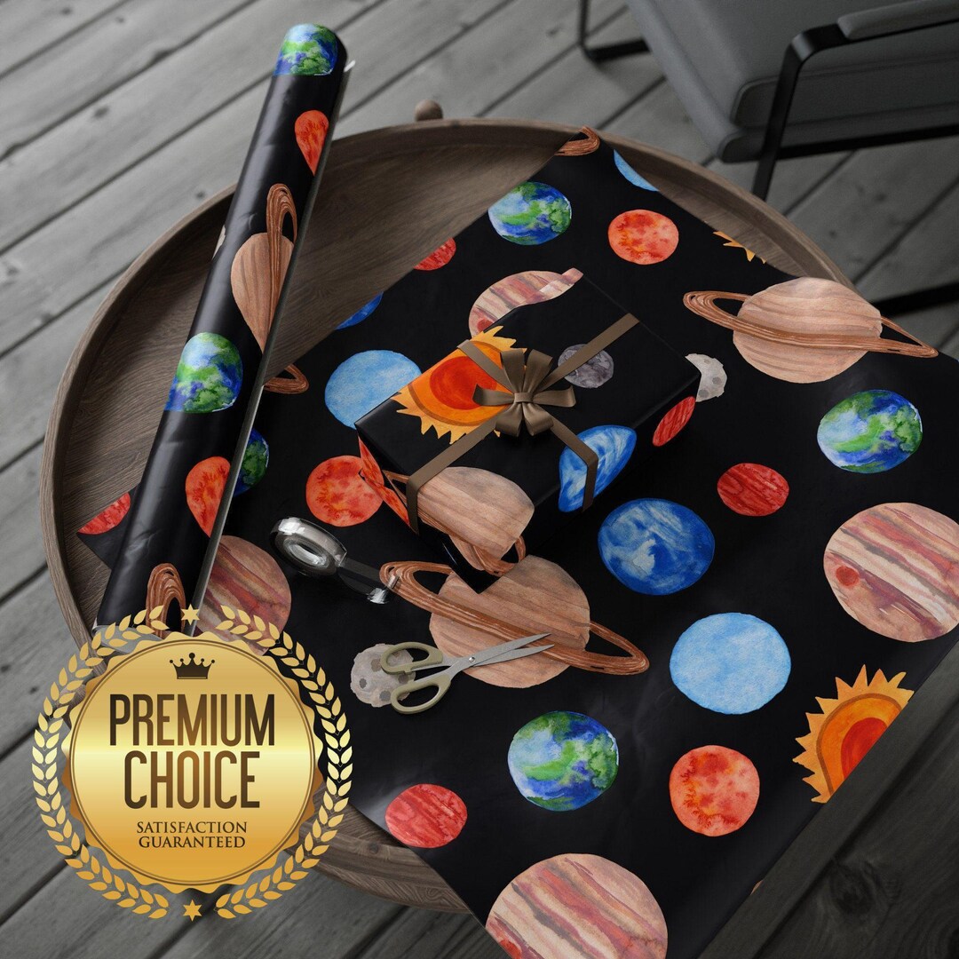 Solar System Wrapping Paper, Planets Gift Wrap, Outer Space Party ...