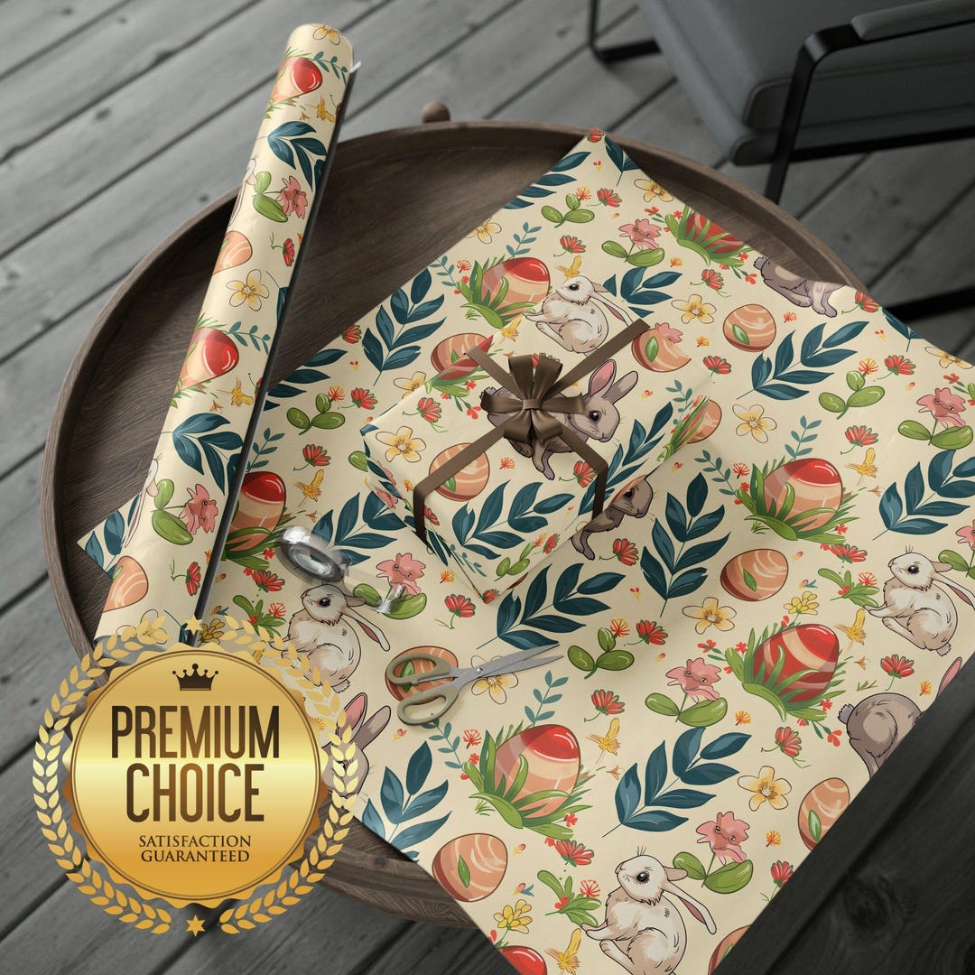 Easter Bunny Rabbit Wrapping Paper, Easter Egg Hunt Gift Wrap ...