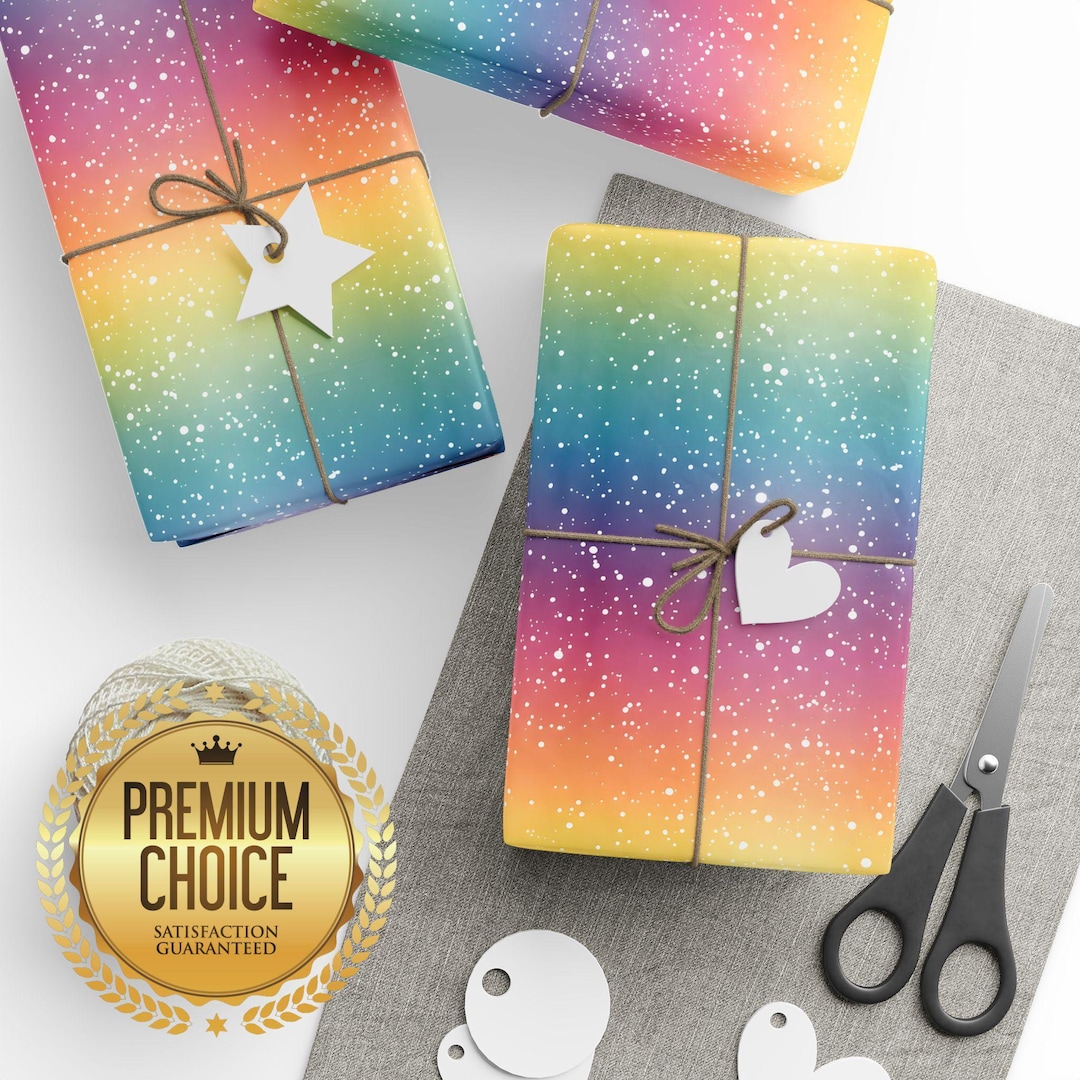 Rainbow Wrapping Paper, Rainbow Sparkles Gift Wrap, Sparkly Colorful ...
