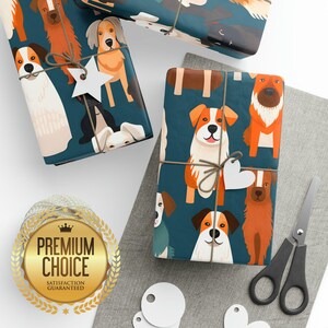 Christmas Dogs Wrapping Paper Rolls, Puppies Gift Wrap, Good Boys ...