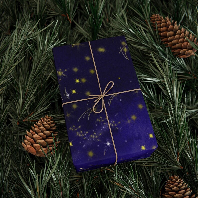 Stars in Blue Sky Wrapping Paper: Space Gift Wrap - Etsy