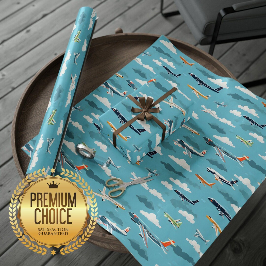 Cute Kids Airplane Themed Wrapping Paper for Birthdays and Christmas ...
