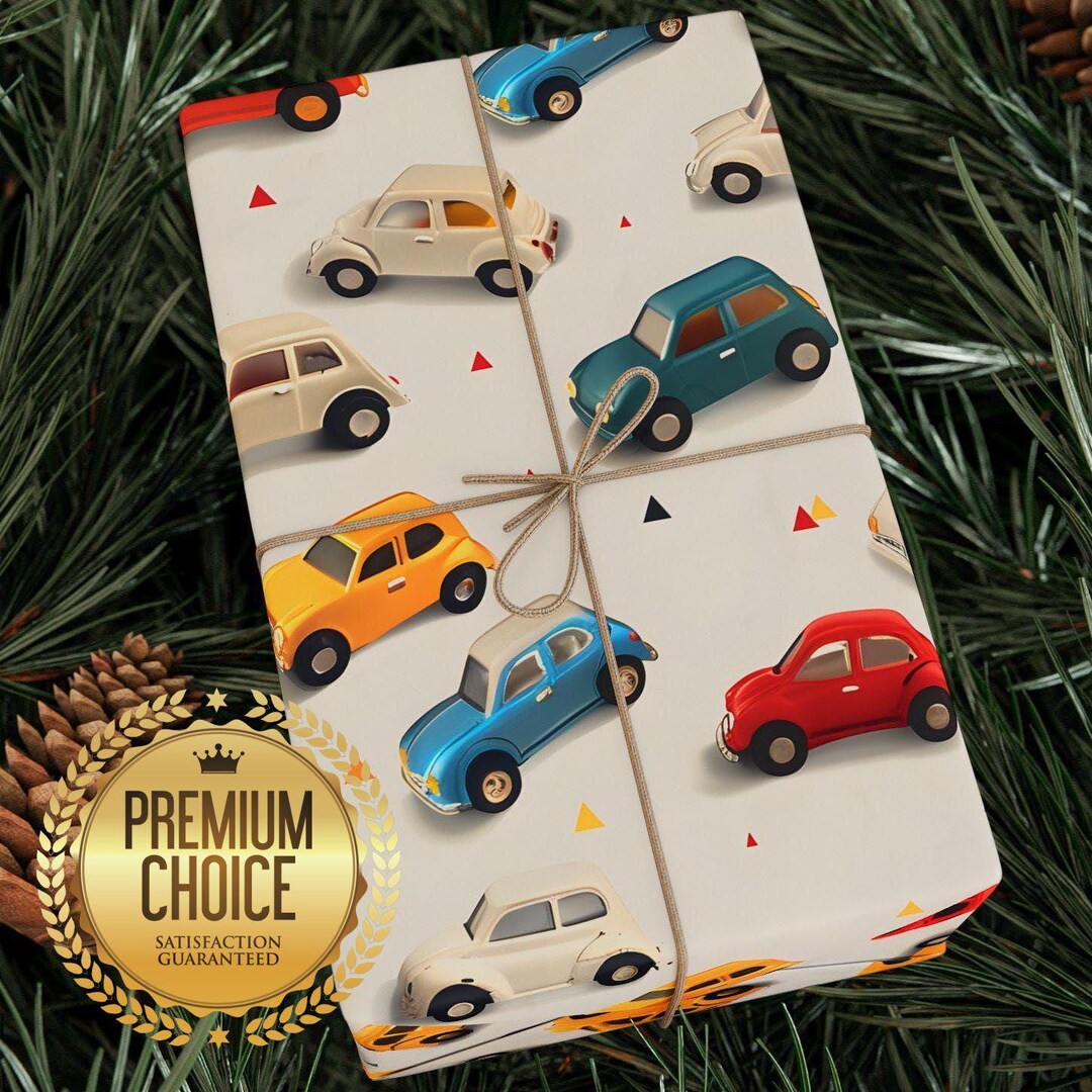 Car Christmas Wrapping Paper, Kids Cars Giftwrap for Holidays ...