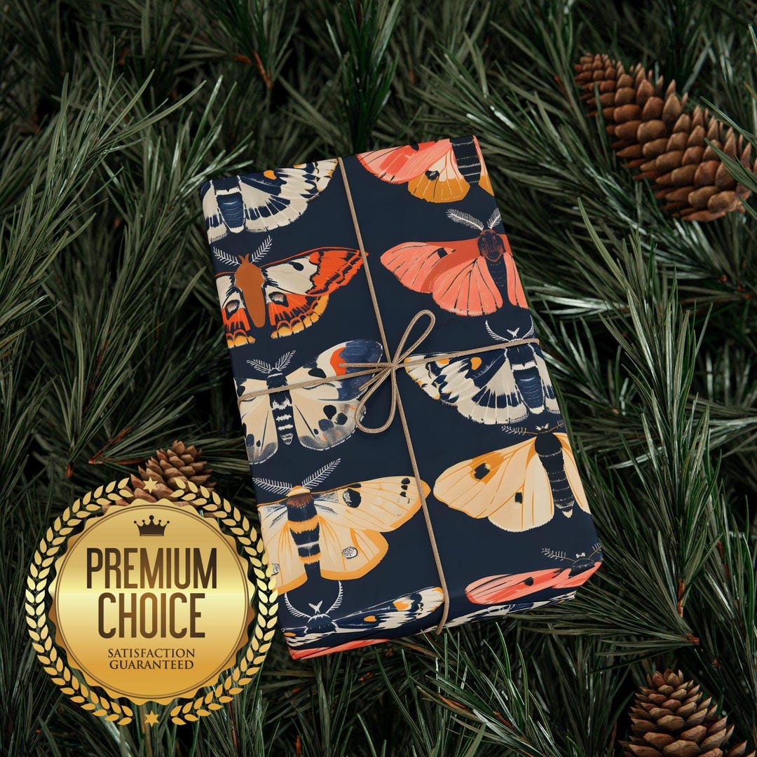 Moth Gift Wrap With Beautiful Wings, Elegant Moth Wrapping Paper With a ...
