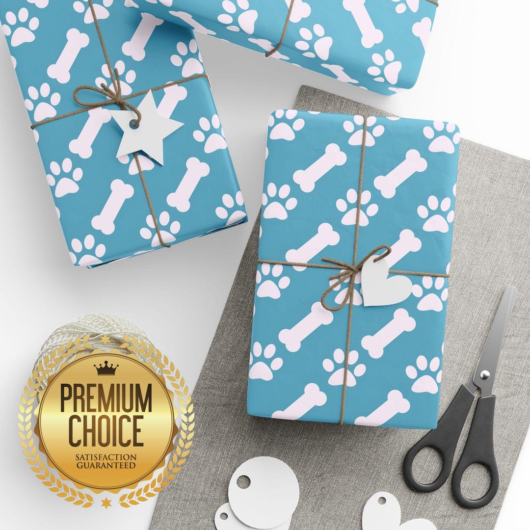 Blue Dog Gift Wrap, Dog Birthday Wrapping Paper, Gift Wrap for Dog Moms ...