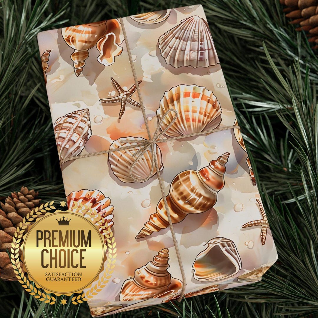 Seashell Wrapping Paper, Sandy Beach Gift Wrap, Nautical Gift Paper ...