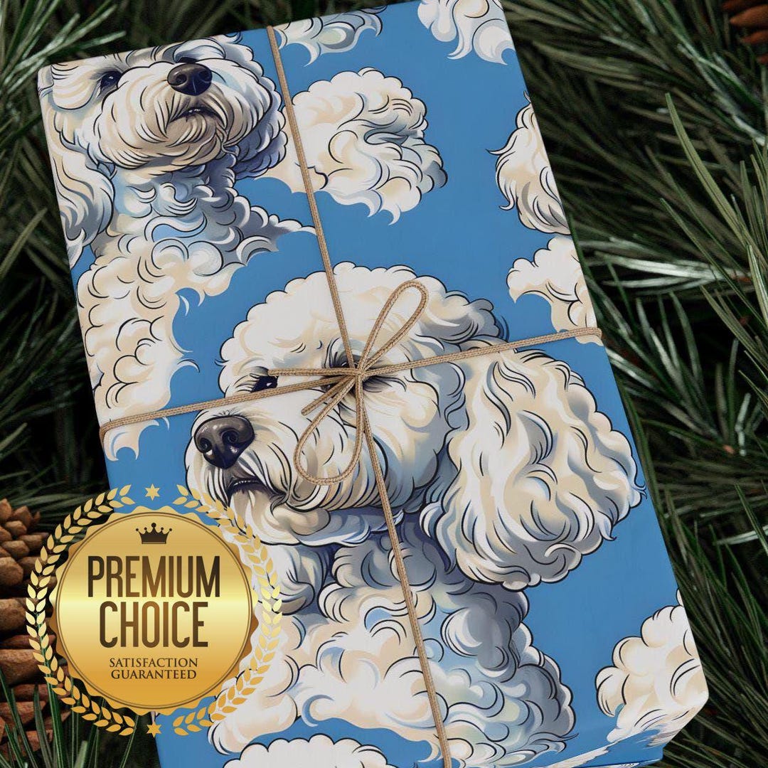 White Poodle Wrapping Paper for Dog Lovers Birthdays Holidays and ...