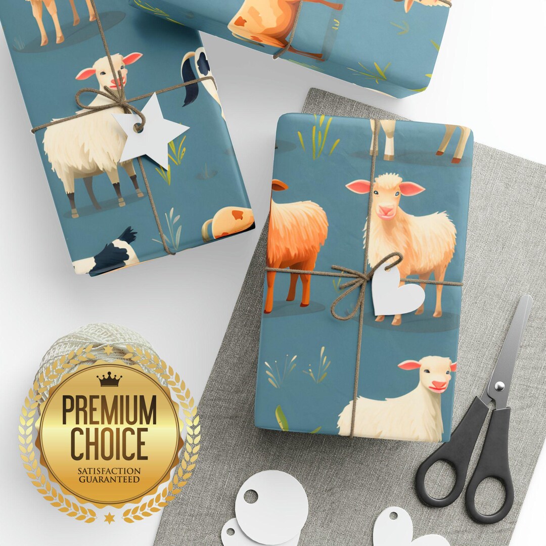 Farm Animals Themed Baby Shower Gift Wrap | Cow Sheep Lamb Chicken ...
