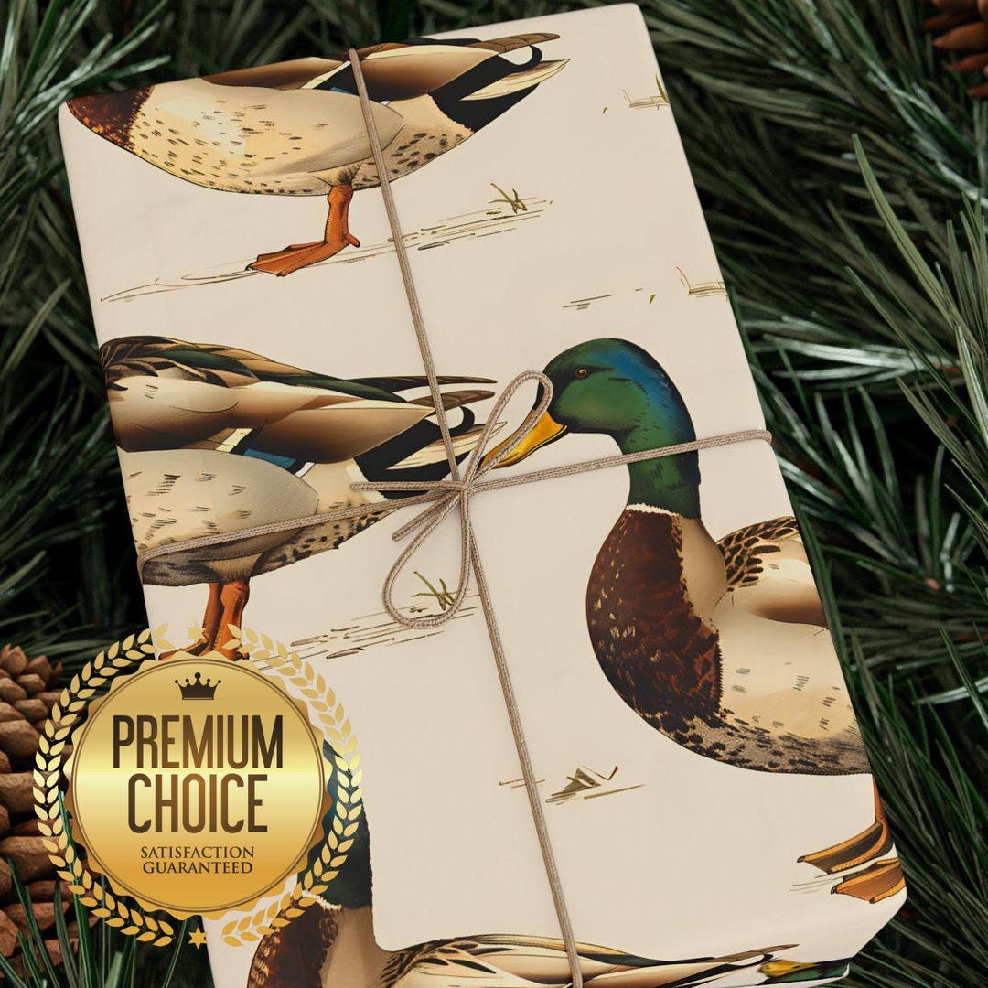 Mallard Ducks Wrapping Paper Gift Wrap With Realistic Brown, Green, and ...