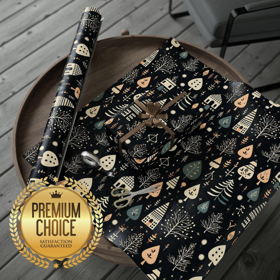 Black and White Christmas Wrapping Paper Rolls, Elegant Gift Wrap ...
