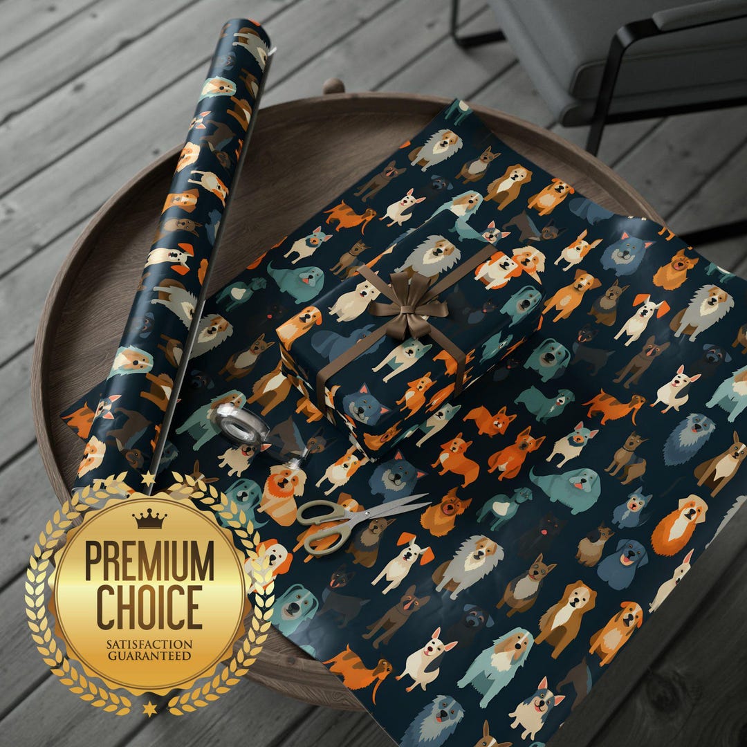 Christmas Dogs Wrapping Paper Rolls, Puppies Gift Wrap, Good Boys ...