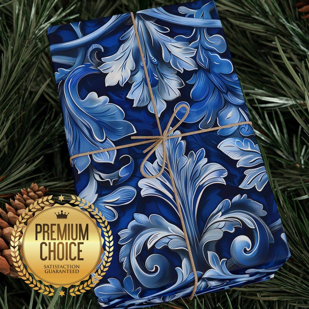 Blue Decorative Renaissance Wrapping Paper, Renaissance Gift Wrap Paper ...