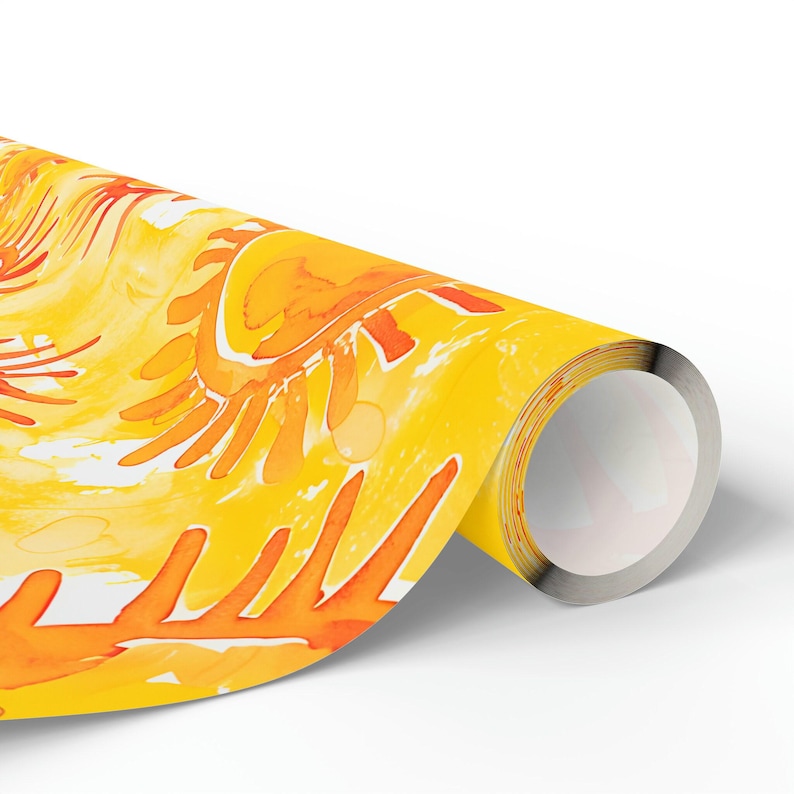 Sunny Wrapping Paper Watercolor Sun Gift Wrap Bright Summer Birthday ...