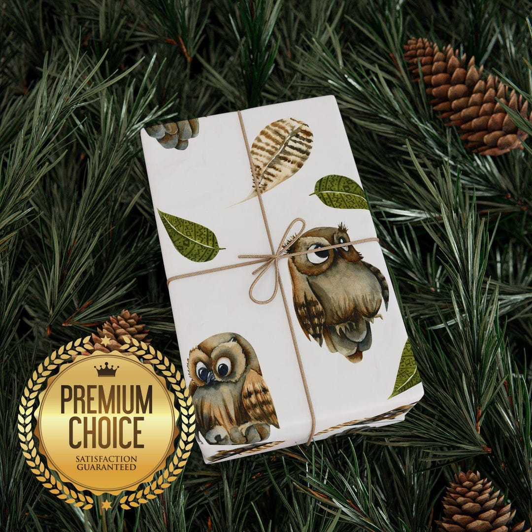 Bird Wrapping Paper, Cute Owl Baby Shower Gift Wrap, Savannah Animals ...