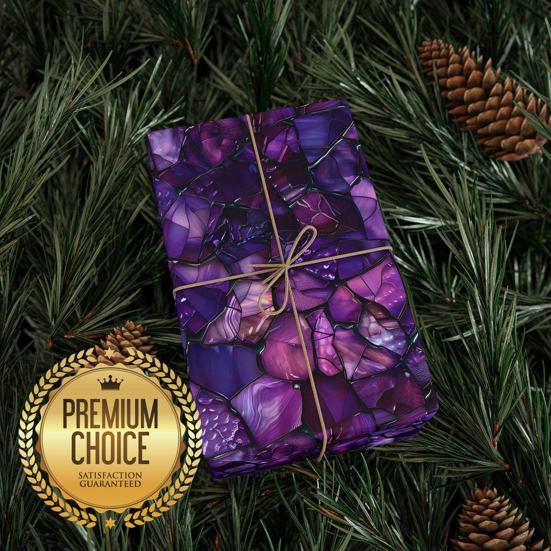 Gorgeous Purple Glass Wrapping Paper, Luxury Elegant Lavender Stained ...