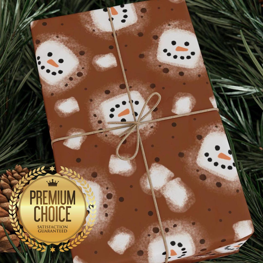 Hot Cocoa Snowman Wrapping Paper | Cozy Winter Gift Wrap With Adorable ...