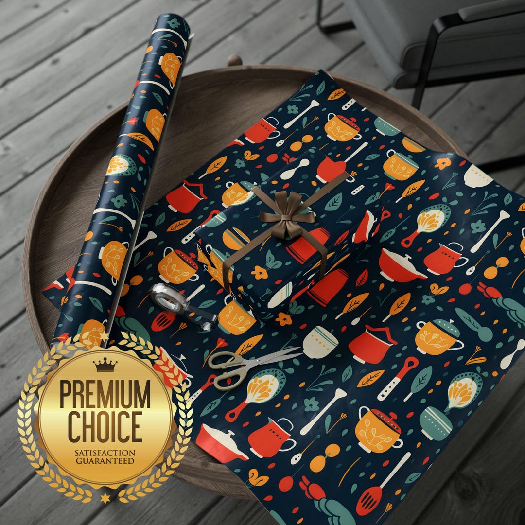 Kitchen Themed Food Wrapping Paper | Cooking Baking Gift Wrap, Kitchen ...