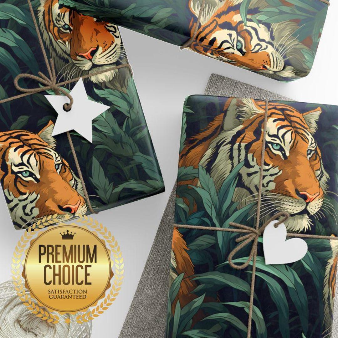 Tiger Wrapping Paper for Kids Parties, Birthdays, Christmas, Showers ...