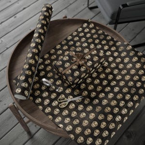 Vintage Skull Wrapping Paper Roll Halloween Gift Wrap Creepy Cute ...