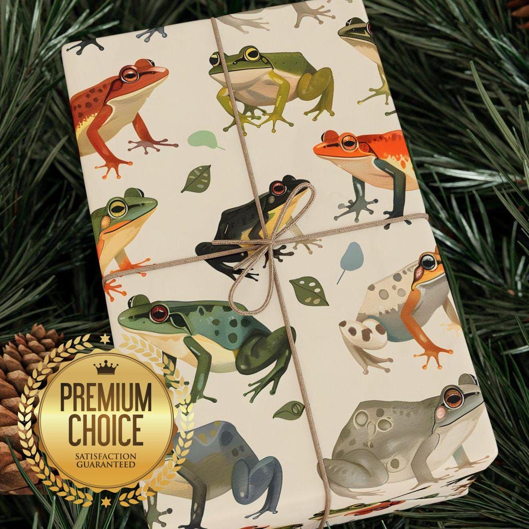 Frog Wrapping Paper, Amphibian Lover Gift Wrap, Leap Year Giftwrap for ...