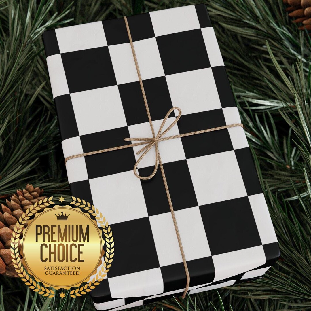 Checkered Flag Wrapping Paper, Black & White Checkered Flag Gift Wrap ...