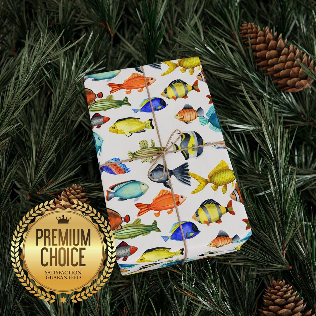 Fish Wrapping Paper, Adorable Baby Fish Gift Wrap, Fish Themed Wrapping ...