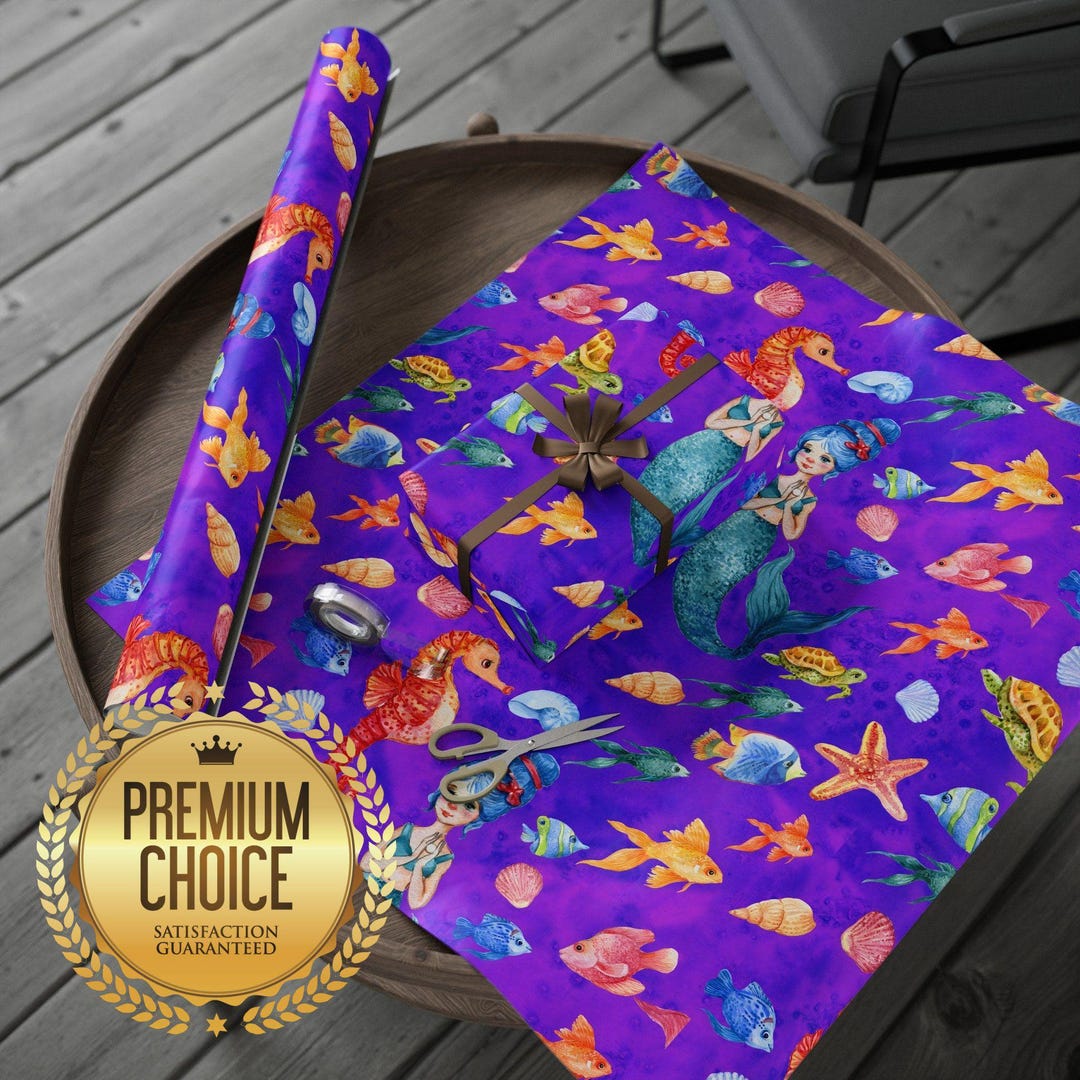 Purple Mermaid Birthday Wrapping Paper, Mermaid Gift, Our Little ...