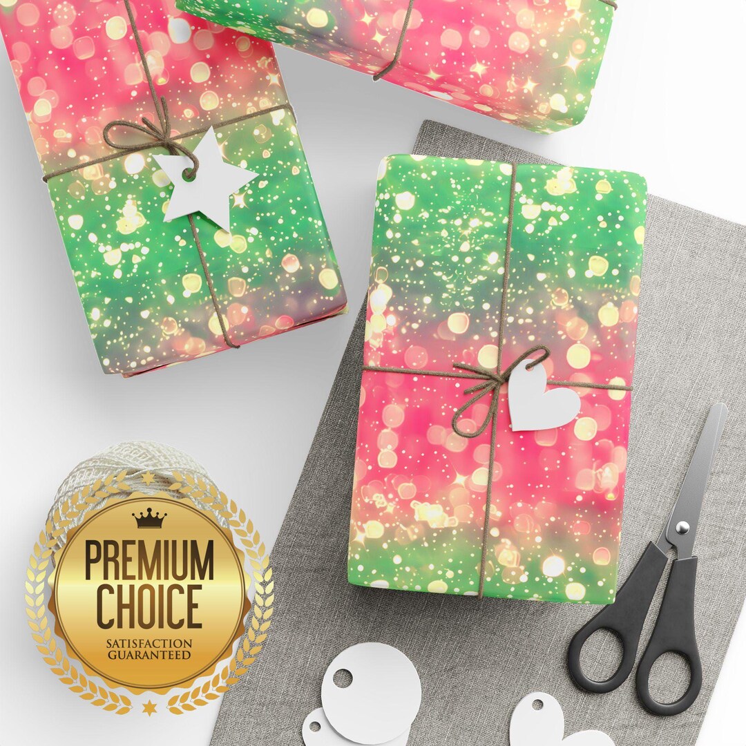 DECORATIVE Pink and Green WRAPPING PAPER – Watermelon Colored Wicked ...