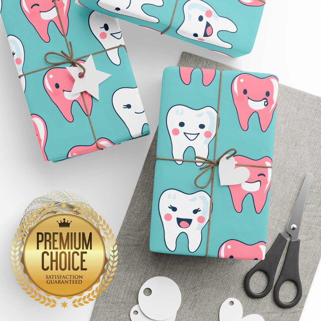 Happy Teeth Wrapping Paper, Dentist Wrapping Paper, Oral Hygiene Gift ...