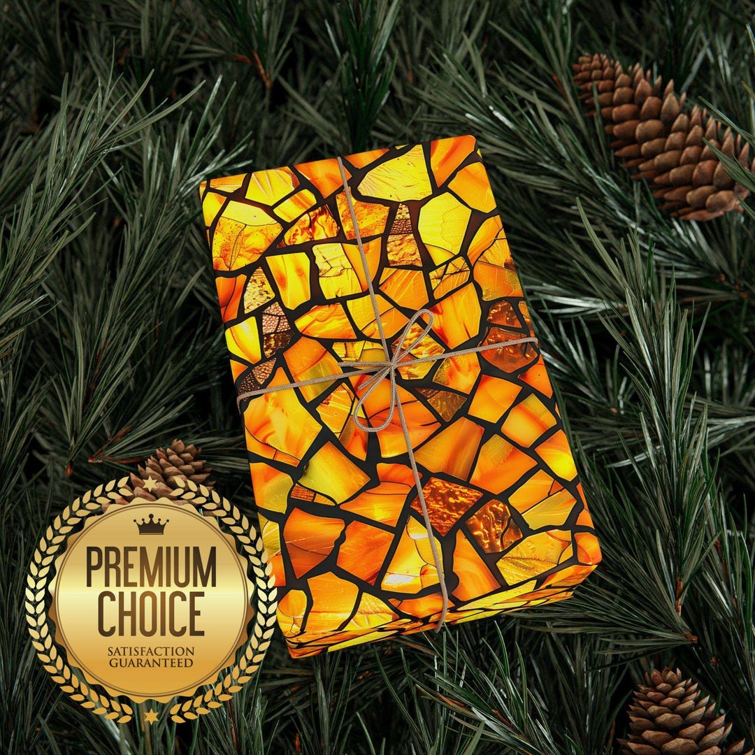 Golden Yellow Glass Wrapping Paper, Beautiful Elegant Honey Colored ...