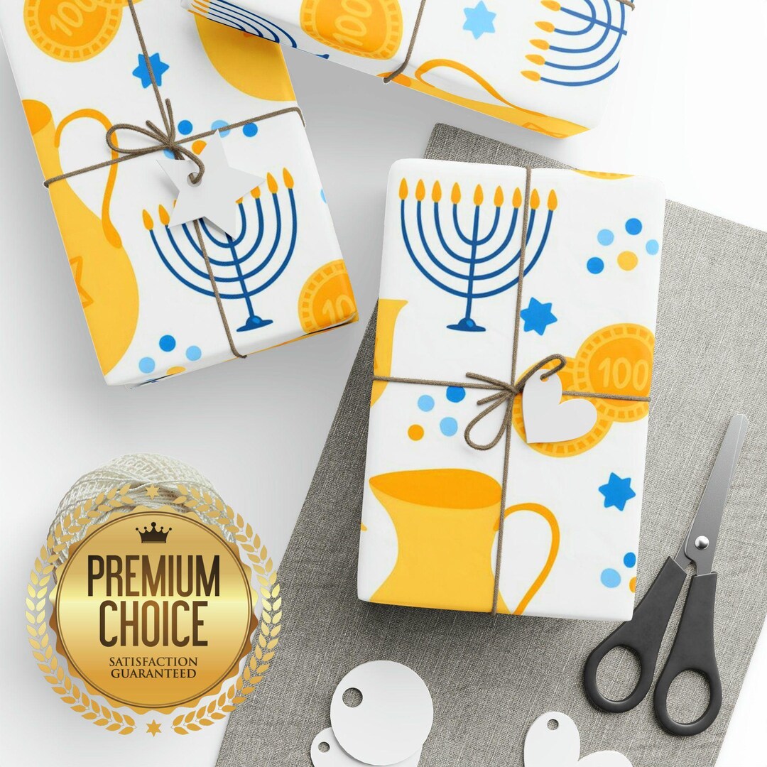 Blue and Gold Hanukkah Gift Wrap Rolls: Jewish Celebrations - Etsy