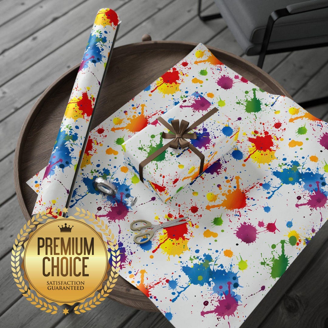 Kids Splatter Paint Wrapping Paper for Birthdays and Christmas, Kids ...