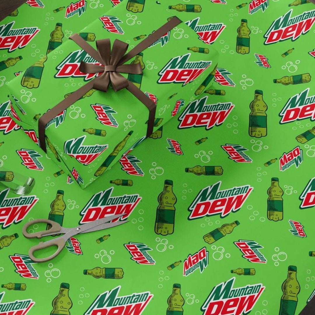 Mountain Dew Wrapping Paper | Mt. Dew Gift Soda Wrap for Dew Lovers ...