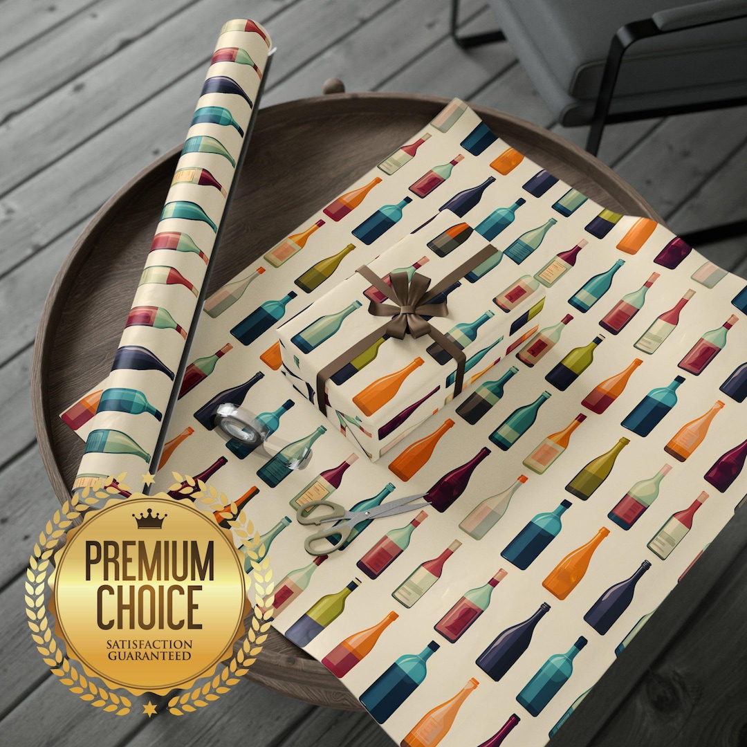 Wine Bottle Wrapping Paper, Vino Gift Wrap, Red Wine Gift Wrap ...