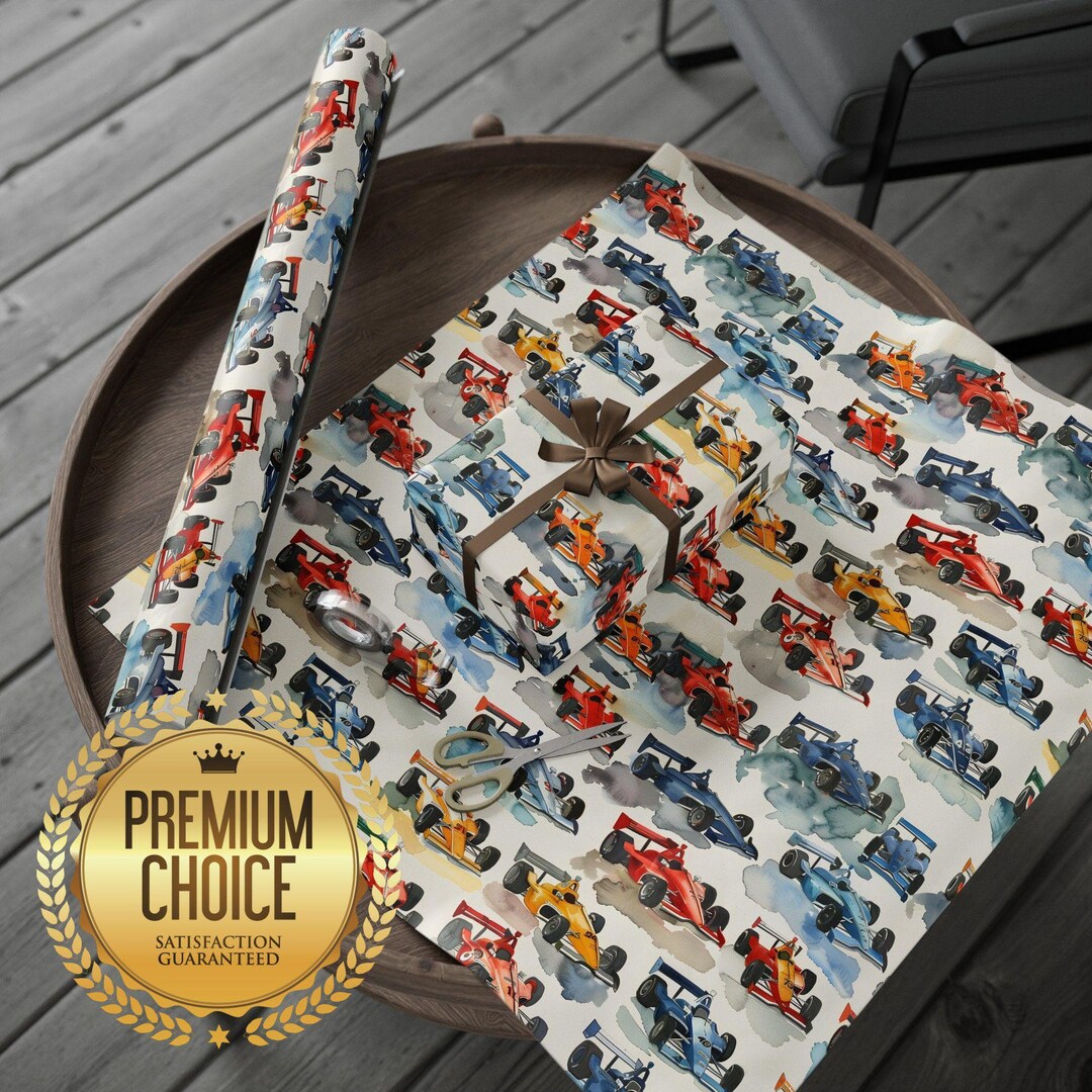 Race Car Wrapping Paper for Birthdays and Christmas, Kids Indy 500 Gift ...