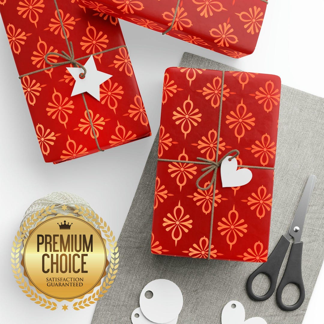 Red and Gold Wrapping Paper for Kids Parties, Birthdays, Christmas ...