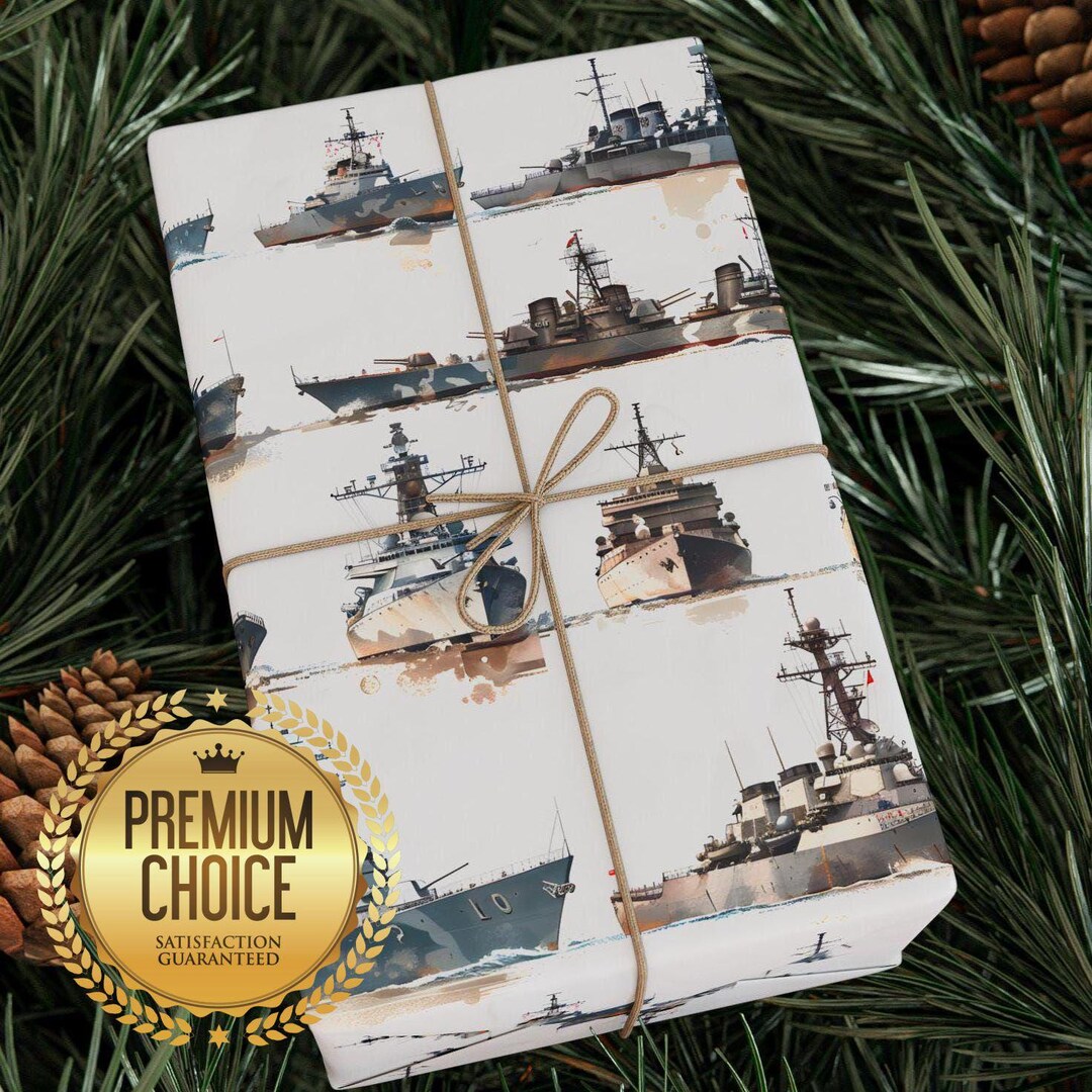 Warships Gift Wrapping Paper, Navy Ships Wrapping Paper for Holidays ...