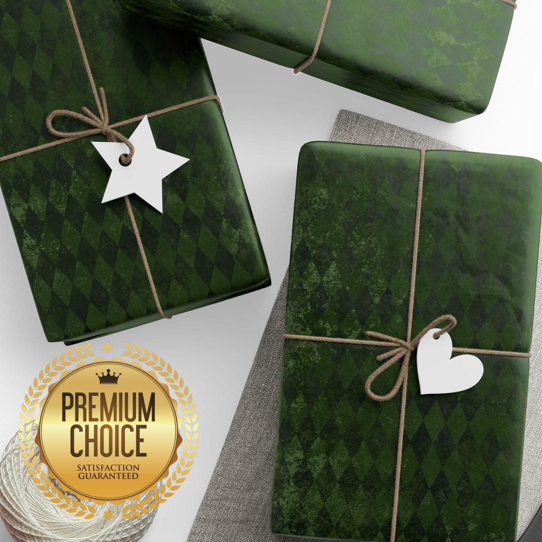 Green & Black Christmas Gift Wrapping Paper, Green Slytherin Christmas ...