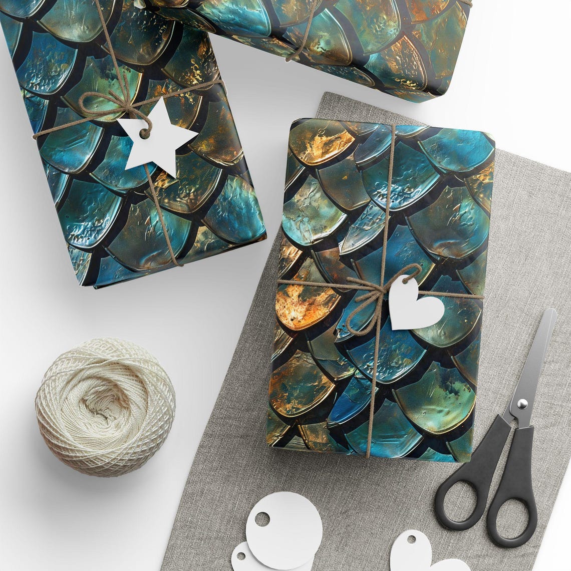 Green Dragon Scale Gift Wrapping Paper for Christmas, Birthdays ...
