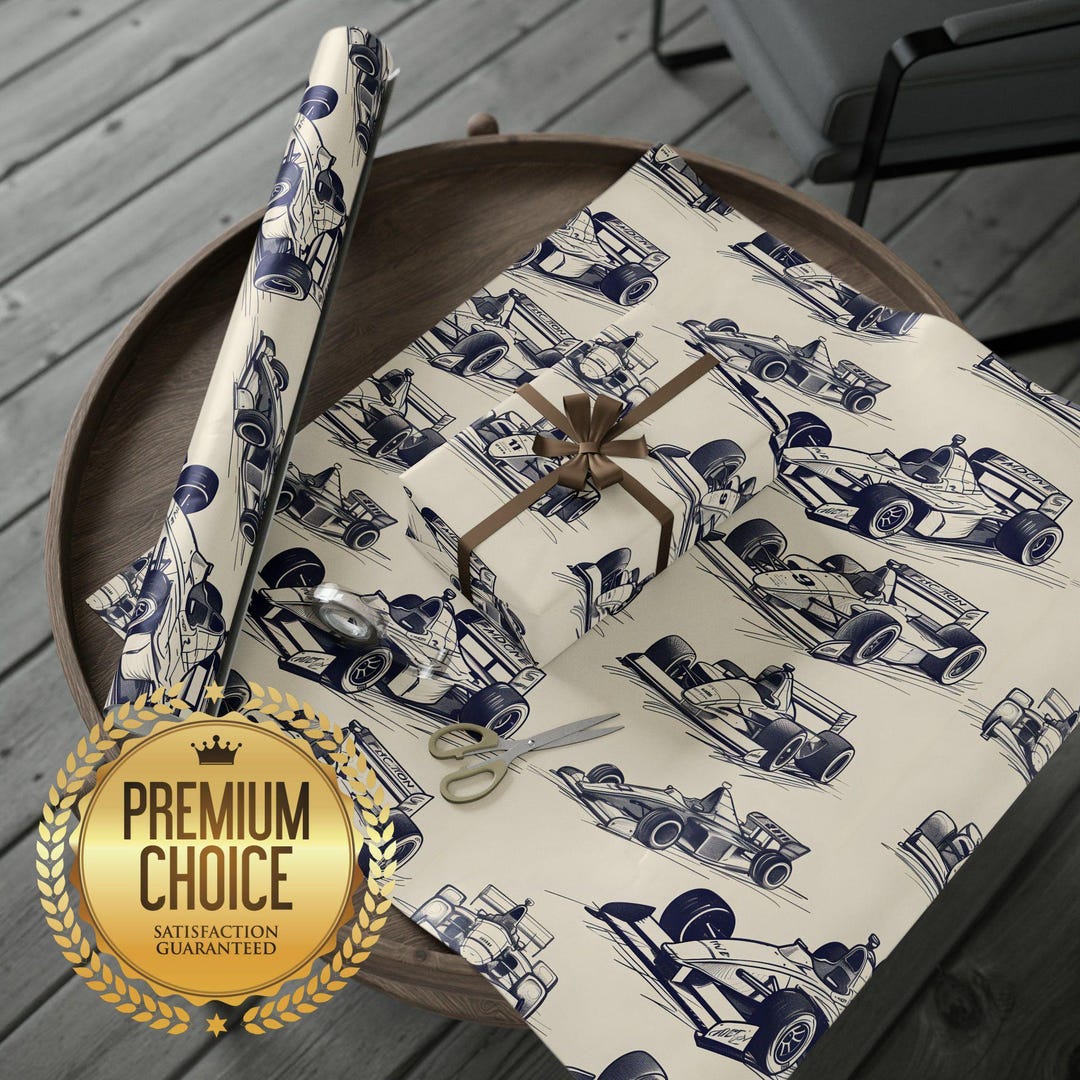 Race Car Sketch Wrapping Paper for Kids Parties, Birthdays, Christmas ...