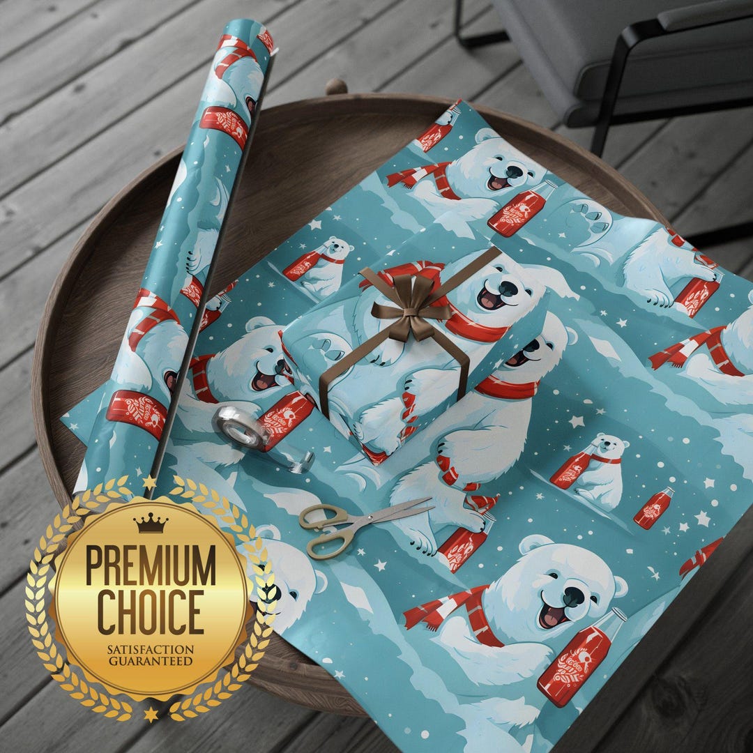 Coca-cola Polar Bears Wrapping Paper Rolls, Polar Bear Party, Coke ...